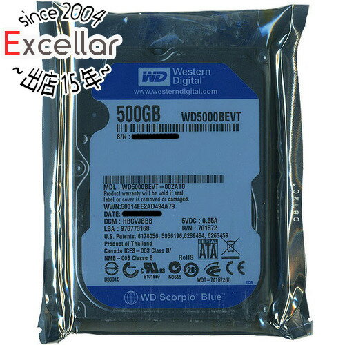 商品名WesternDigital HDD 2.5inch WD5000BEVT 500GB 9.5mm商品状態新品です。バルク品。商品説明WD Scorpio 青 モバイル・ハードドライブ 500 GB、SATA 3 Gb/s、8 MB ...