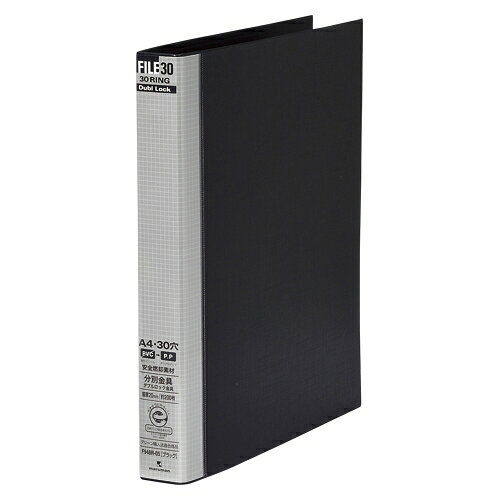 ●ボード表紙＋PP表紙●外寸：縦314×横270mm●背幅：38mm●適正収容：200枚●リング内径：25mm●穴数：30穴●材質：表紙＝PPくるみ，綴じ具＝金属