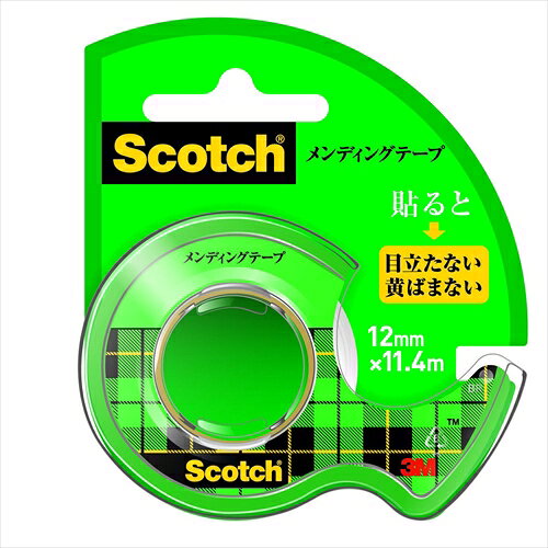 ●寸法：幅12mm×長11．4m●巻芯径：25mm●テープ厚：0．058mm●材質：基材＝アセテートフィルム，粘着剤＝アクリル系●テープカッター付