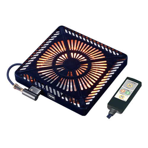 ○ファン付き薄型○温度調整：手元電子コントロール式（連続電力自動制御）○電源コード：丸打ちコードタイプ3m　ICリモコン付　KEC43B○オレンジヒートの特長・皮膚の表面で吸収されやすいため血行の代謝が活発になり体の内部（芯）まで暖かくなり...