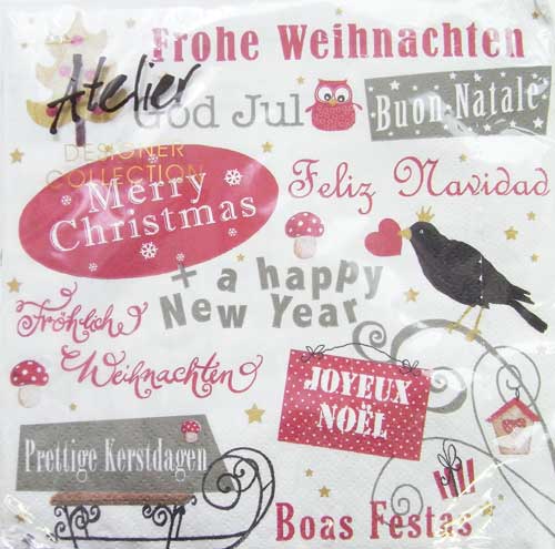 ■生産：ドイツ　 ■素材：パルプ　 ■サイズ：33x33cm■枚数：約20枚入りドイツで作られた素敵なペーパーナプキン。使用のインクは無害です。色柄がプリントされたペーパーと無地白の3枚重ねになっています。お弁当を持参するOLさんの間で人気...