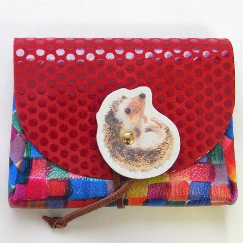 ■サイズ(約)：9cmx11cm■日本製■素材:牛革、ピッグスキン※内側写真の画像はイメージです。色柄はデザインによって画像と異なります。ご注意ください。個性的な財布です！たくさんのポケットにカードや名刺が分けて入れられます。柄の組み合わせ...