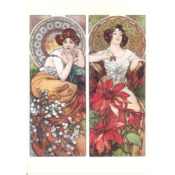 ミュシャの柄はコレクターも多く、集めたくなる絵葉書の一つ。■生産：イギリス　英国■サイズ：105X150mm■素材：紙輸入ポストカード切手を貼ってそのまま送ったり、荷物にメッセージカードとして同封したり。気持ちを伝えるのなら、やっぱり手書き...