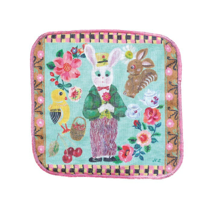 ■配送：メール便〇■サイズ：約20x20cm■生産地：中国■素材：綿100％ パリのデザイナー『ナタリー・レテ』のイラストのタオルハンカチです。 柔らかなガーゼ+パイル地のハンカチ。 ※製造工程上、織りムラ、色の濃淡、デザインのズレ、色ムラ...