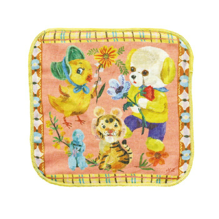 ■配送：メール便〇■サイズ：約20x20cm■生産地：中国■素材：綿100％ パリのデザイナー『ナタリー・レテ』のイラストのタオルハンカチです。 柔らかなガーゼ+パイル地のハンカチ。 ※製造工程上、織りムラ、色の濃淡、デザインのズレ、色ムラ...