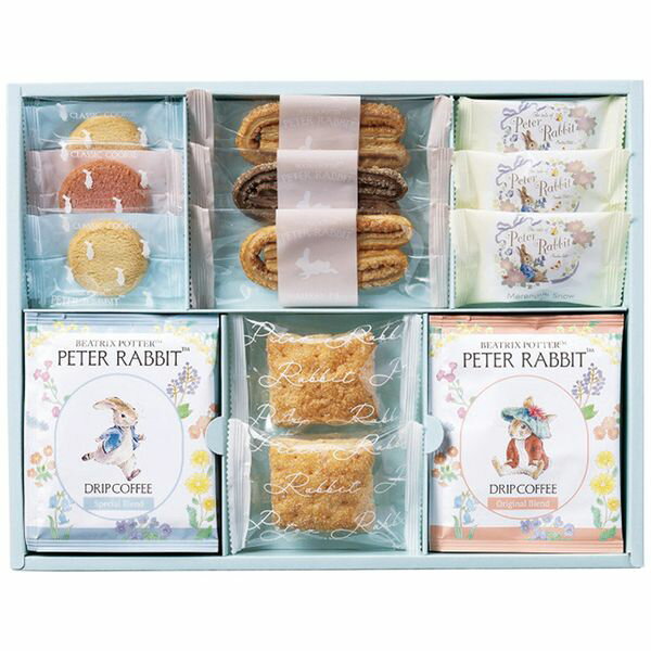ポイントコーヒーとクッキーの詰合せ商品です。ピーターラビットといっしょに素敵なカフェタイムを。※写真はイメージです。内容・デザイン等変更になる場合があります。予めご了承ください。箱サイズ32×3×25.5cm現品サイズ・内容ブレンドコーヒー...