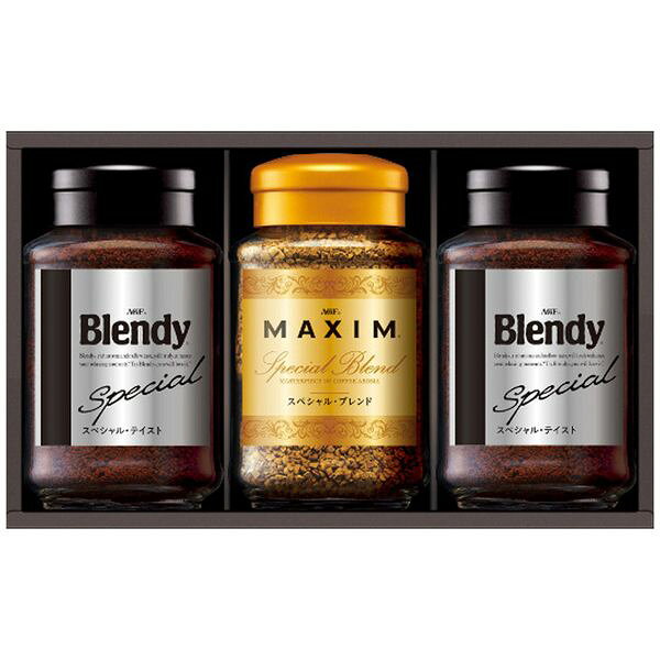 ポイントまずはストレートで楽しみたい「マキシム」と、ミルクをたっぷり入れて深いコクのカフェオレが楽しめる「ブレンディ」をセットにした、AGFインスタントコーヒーのバラエティギフトです。※写真はイメージです。内容・デザイン等変更になる場合があ...
