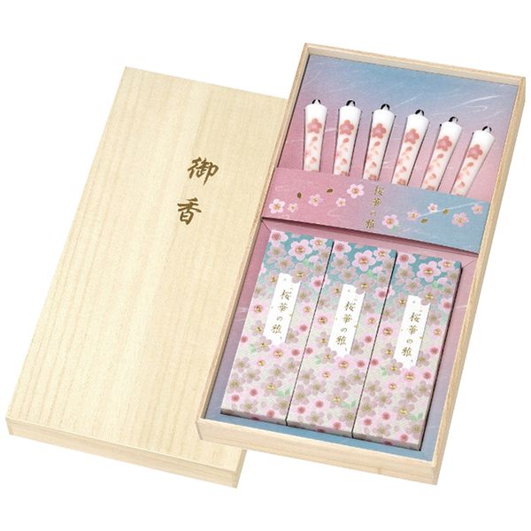 ポイント今ここにいない「あなた」への思いを桜の風景とともに詠んだ「万葉集」のとある一首をもとに、桜の美しさをベールのようにまとわせた、故人への祈りをカタチにした「絵ローソクと線香」のご進物です。植物配合の高級感ある和ロー型ローソクに、陰影の...