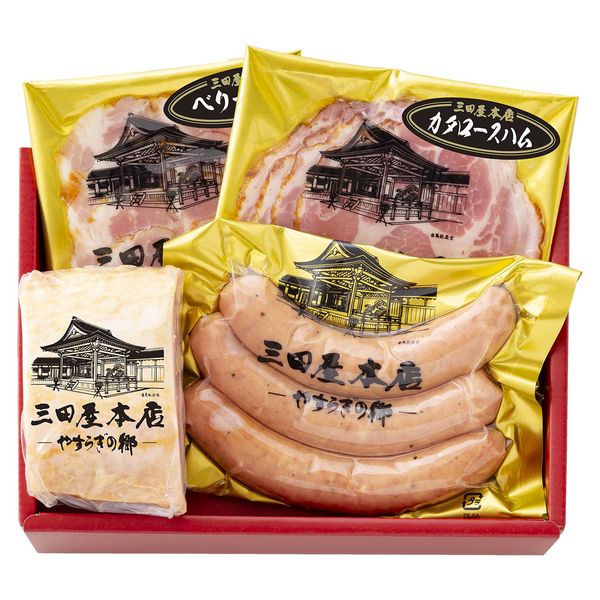 ポイント三田屋本店のハムをご自宅でお楽しみください！三田屋本店定番のロースハムや、ハムスライス・粗挽きフランクなどを詰合せました。三田屋本店自慢のハムは、職人たちの確かな腕と目によって生まれた深みのある旨味、たゆまぬ努力によって磨き上げられ...