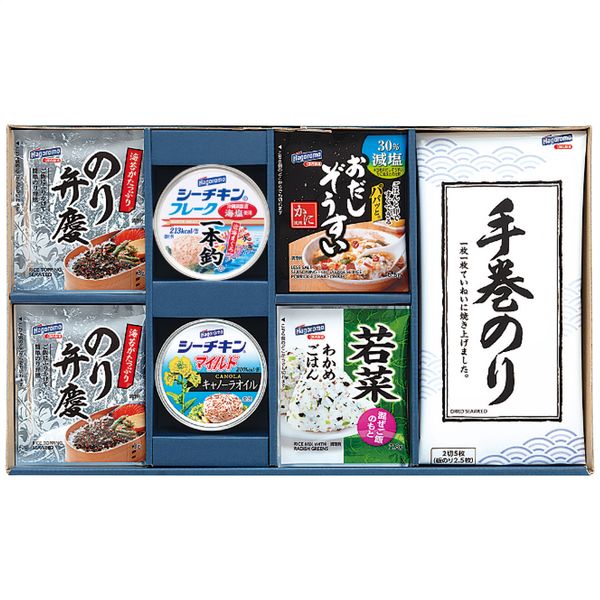 ポイント和の食卓を彩るバラエティ豊かな詰合せ。※写真はイメージです。内容・デザイン等変更になる場合があります。予めご了承ください。箱サイズ39×4.3×23.7cm現品サイズ・内容のり弁慶ふりかけ(3g×6袋)・減塩おだしぞうすいかに(6....