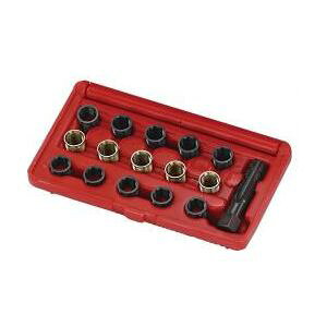 商品説明プラグホールがつぶれたら！！！ドリルは使いません！適合セット内容：M16×1.25mm×L 70mm　タップ　M14×1.25mm×L11.2mm×5個 スリーブ　M14×1.25mm×L17.5mm×5個（金色）　スリーブ　M14...
