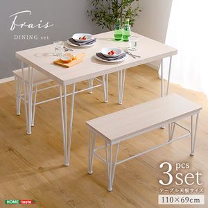 【素材】主材：スチール　MDF 表面加工：粉体塗装　PVC 【商品サイズ】 テーブル：約W110×D69×H73cm ベンチ：86×30×42cm 【商品重量】 テーブル(脚含む)：11.3kg ベンチ：約6kg 【梱包サイズ】 (2-1)...