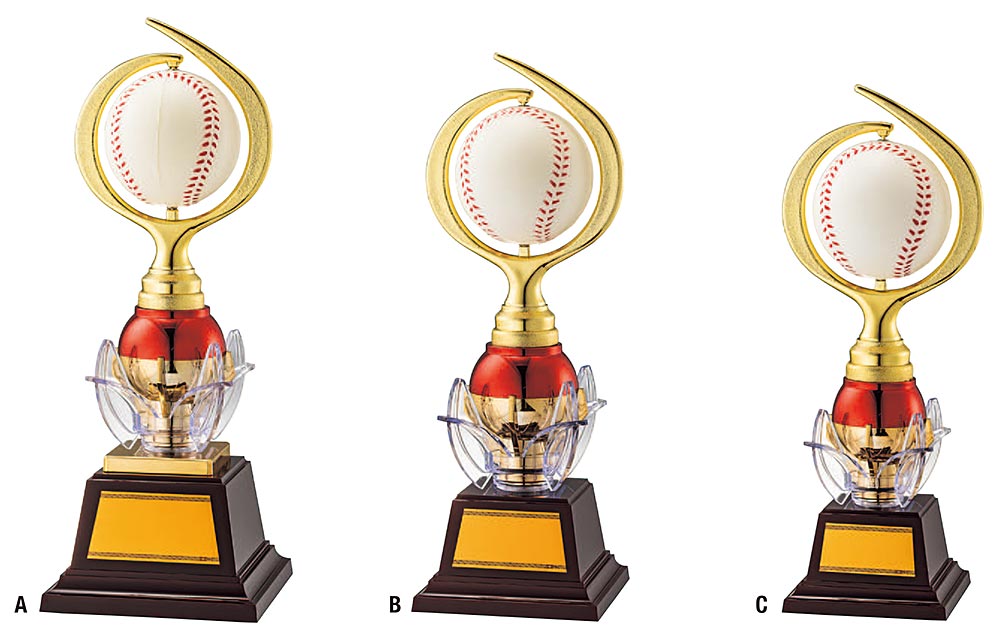 高さ265mm　本体、台座：樹脂製　商品重量：役240g　ミニチュアボール付