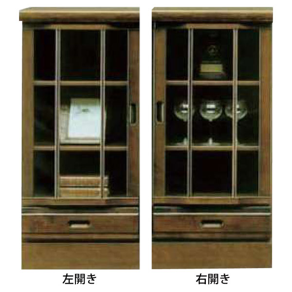 送料無料 和風モダンな完成品の45cm幅サイドボード ■材質：ケバンス材、ウレタン塗装 ■SIZE：幅45cm×奥行45.4cm×高さ94.5cm ■COLOR：ブラウン　 ■特徴：立体出窓加工 カマホゾ組 ■扉の開きを、右開き・左開きから...