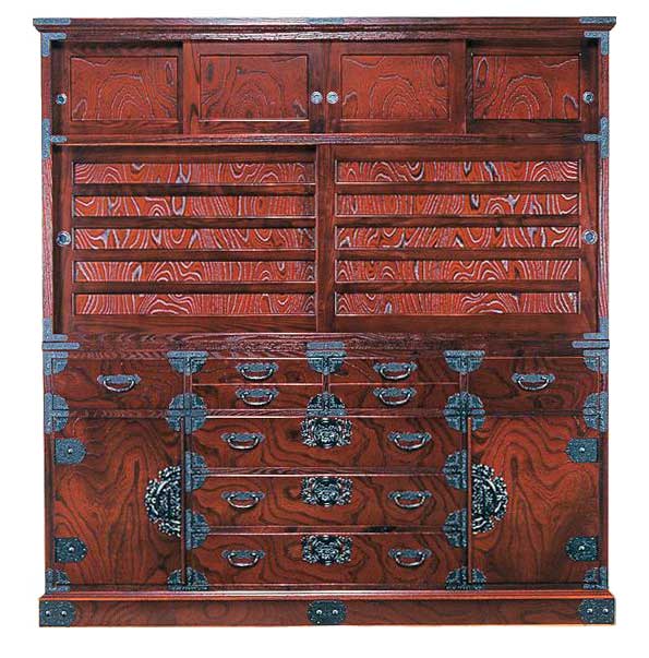 ☆送料無料・開梱設置☆ 【筑後民芸家具】の168cm食器棚 材質　：表面材　天然木国内産ケヤキツキ板　 サイズ：幅168cm×奥行45cm×高さ176cm ■塗装はウレタン塗装とカシュー塗装が選べますが、 カシュー塗装は価格が上がります。 ...