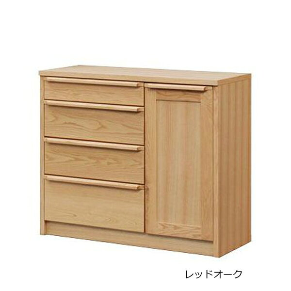 2名でお部屋まで搬入、開梱設置! 完成品の103cm幅カウンターボードです。 ■SIZE：幅102.6cm×奥行46cm×高さ88.5cm ■COLOR：レッドオーク、ウォールナット ■材質：表面・前板/天然木無垢材、天板・側板/天然木突板...