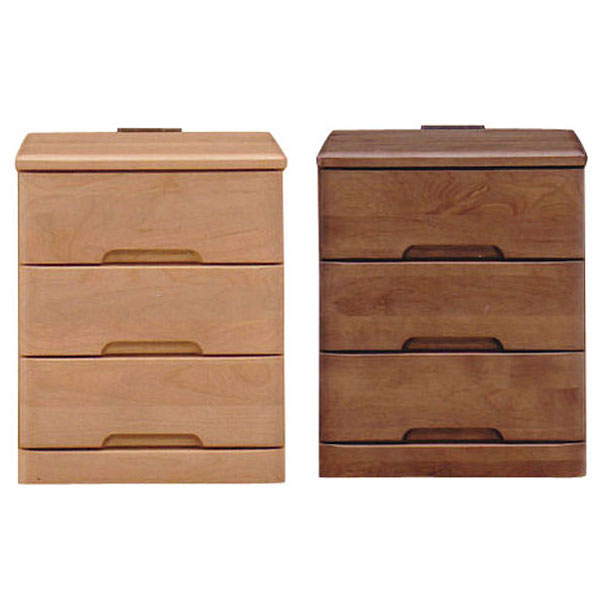 ◆◇◆送料無料◆◇◆ 完成品のナイトテーブル3段チェストです。 ■材　質：天然木アルダー材(天板無垢) ■サイズ：幅39.9cm×奥行44.6cm×高さ47cm ■カラー：ナチュラル ダークブラウン ■コンセント口付なので携帯電話の充電など...