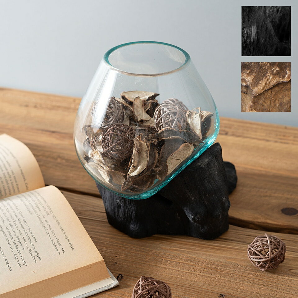 ■グラスオブジェ 花瓶 流木 ガラス アート ガラスオブジェ 成型 花器 アイデア マルチ アイテム 個性 オブジェ モダン テラリウム アクアリウム ディスプレイ フラワーポット 南国 フラワーベース ■商品説明天然の流木とガラスが織りな...