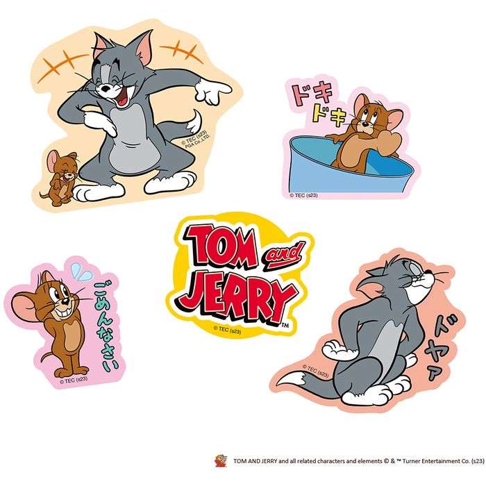 SEARCH WORD：トムとジェリー ステッカー 5枚入り シール 耐光 耐水 デコレーション キャラクター スマホ スマートフォン タブレット アレンジ商品概要：スマートフォンケースに挟むのにオススメな「トムとジェリー」デザインのステッ...