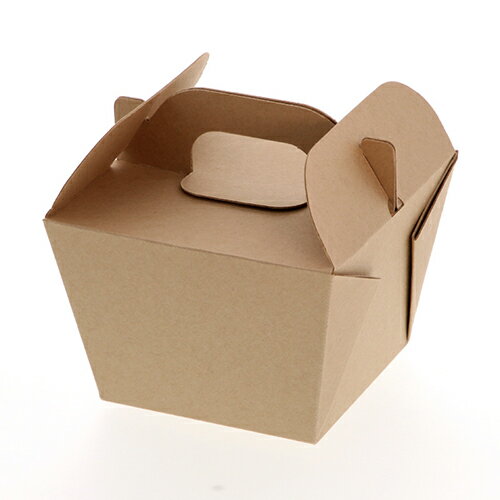 商品コード : 71102761規格 : 天面140×140/底面105×105/高100＋取手45mm入数 : 120&ensp;&ensp;&ensp;ナチュラルなクラフトテイストの食品箱です。持ち手付きでテイクアウトにも使いやすく便利...