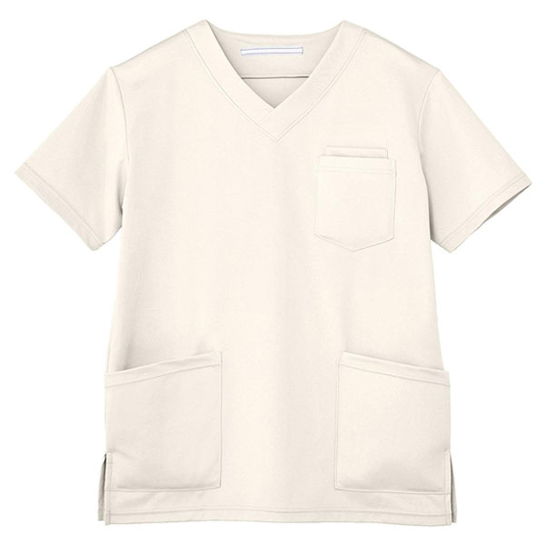 特徴 ・生地も縫製も安心の日本製 ・衿元 内側に制電テープ ・左胸(中ポケット付き)、両腰ポケット(右のみ中ポケット付き) ・両脇裾にスリット ・高機能素材プライムフレックスにマックスペック、制菌加工 ・肩にフック釦が付いていませんがストレ...