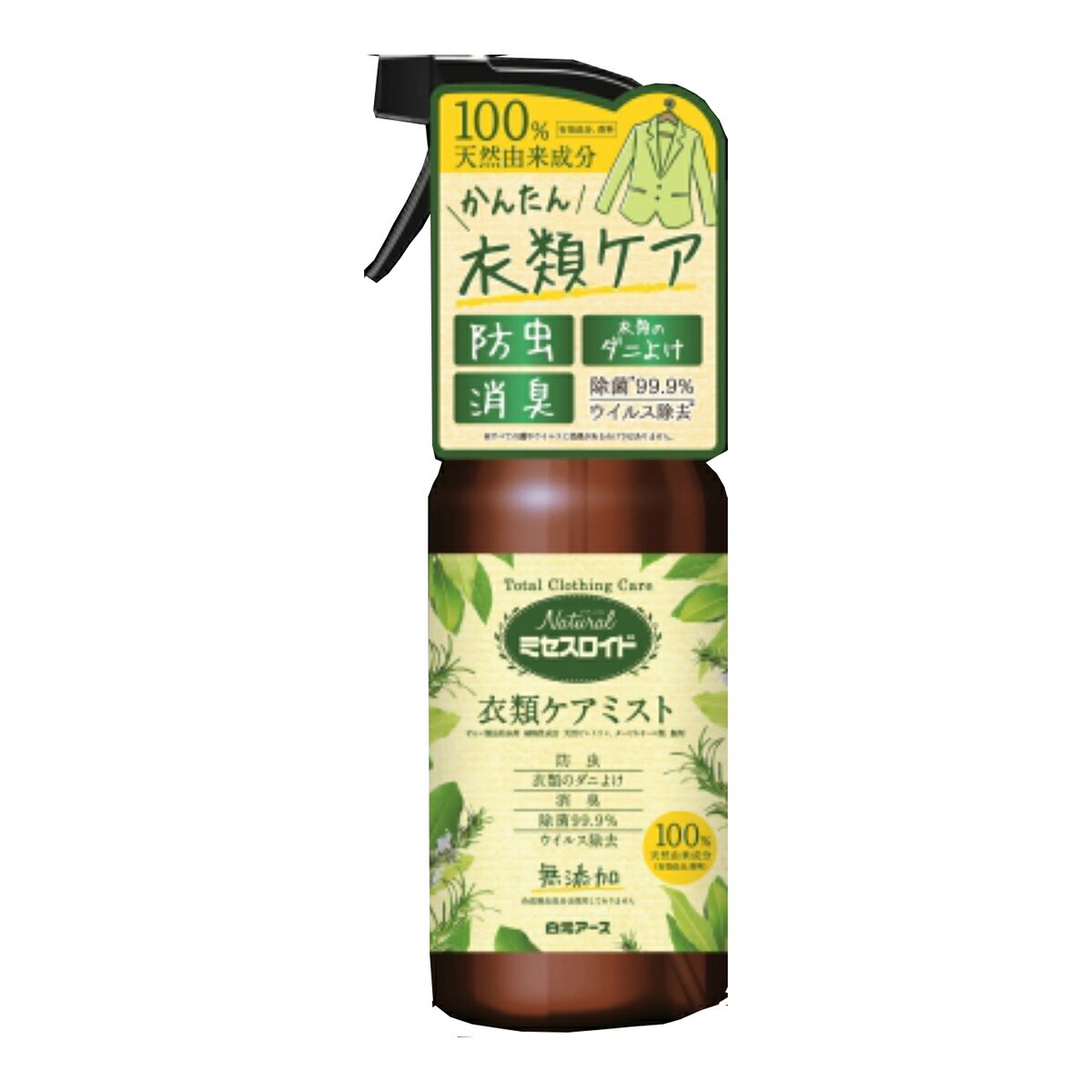 商品名：白元アース Natural ミセスロイド 衣類ケア ミスト 40ml内容量：400mlJANコード：4902407121790発売元、製造元、輸入元又は販売元：白元アース株式会社原産国：日本商品番号：101-50494商品説明100...