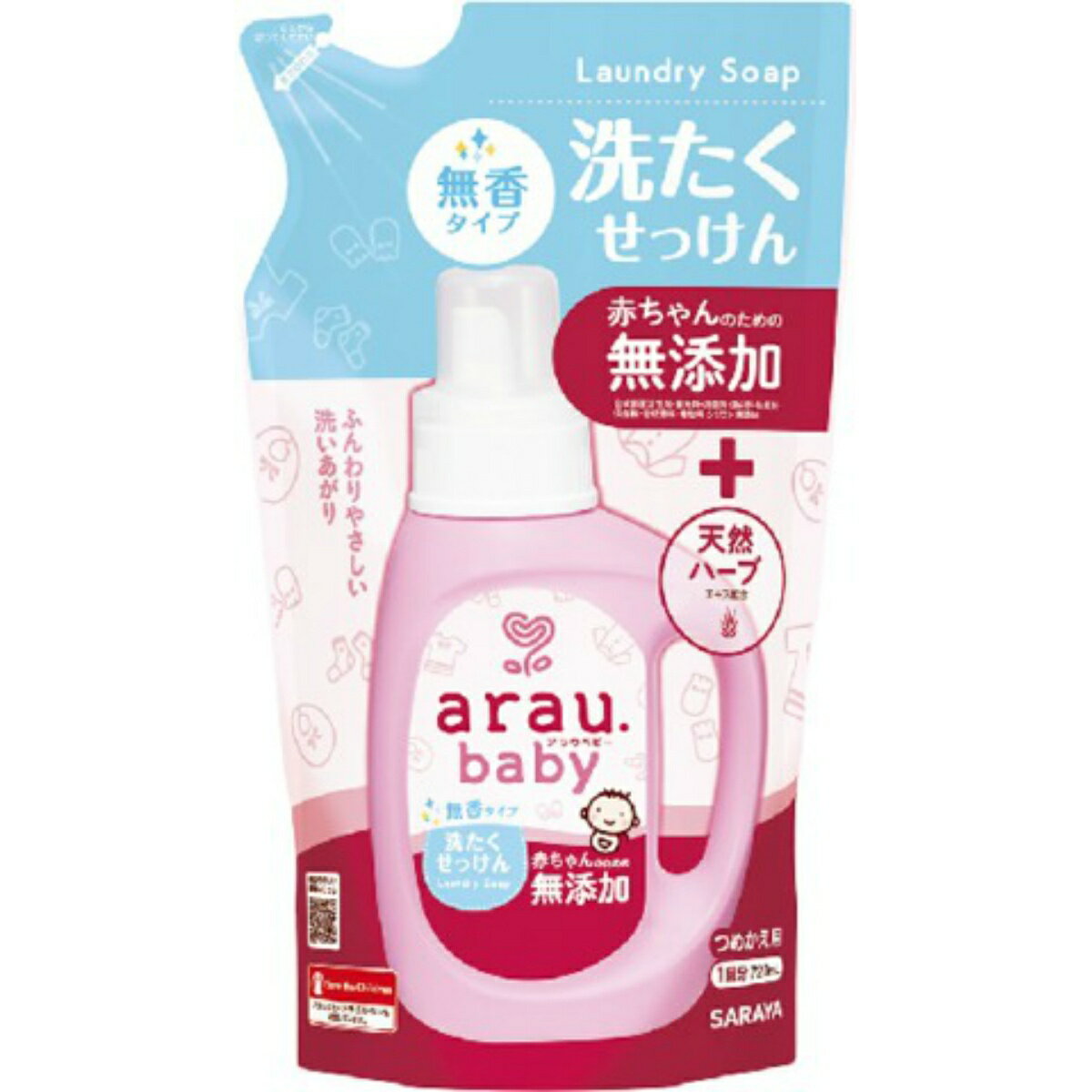 商品名：サラヤ アラウベビー 洗たくせっけん 無香タイプ 詰替用 720ML内容量：720MLJANコード：4973512258701発売元、製造元、輸入元又は販売元：サラヤ株式会社原産国：日本商品番号：101-10101商品説明無添加せっ...