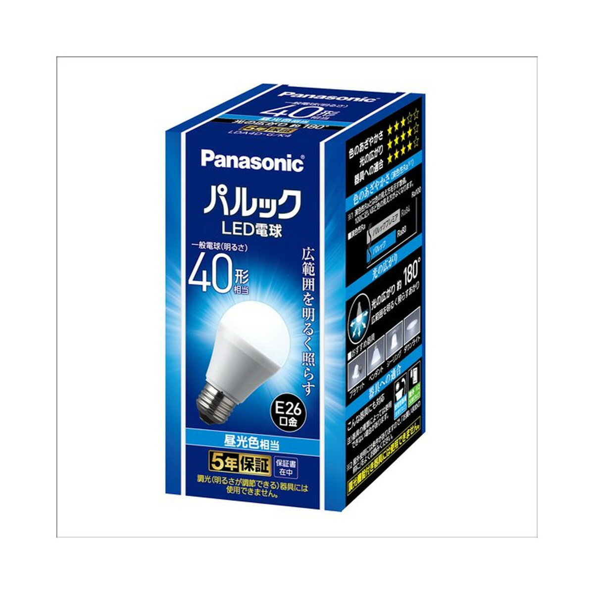 商品名：パナソニック Panasonic LDA4DGK4 LED電球 一般電球タイプ E26口金 40形相当 昼光色相当内容量：1個JANコード：4549980649664発売元、製造元、輸入元又は販売元：パナソニック原産国：中華人民共和...