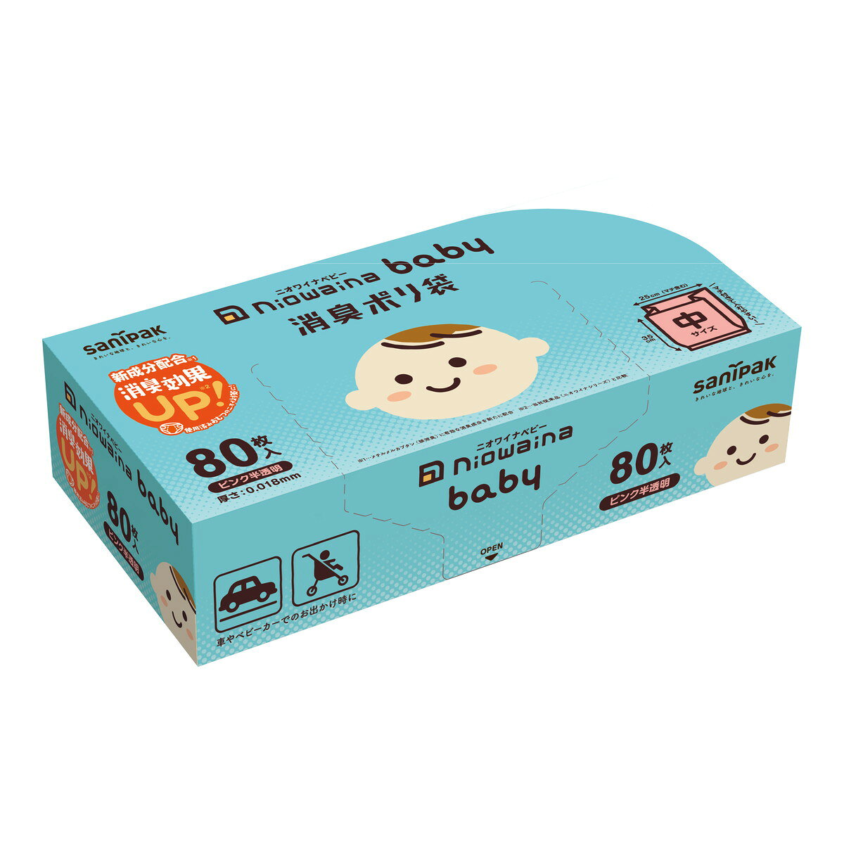 商品名：日本サニパック SBC02 niowaina baby ニオワイナベビー 消臭ポリ袋 ピンク 半透明 中サイズ 80枚入内容量：80枚JANコード：4902393435048発売元、製造元、輸入元又は販売元：日本サニパック原産国：イ...