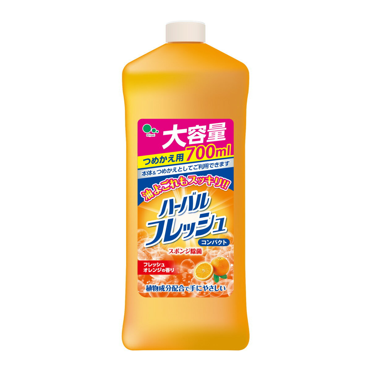 商品名：ハーバルフレッシュ コンパクト ナチュラルオレンジの香り つめかえ用 大容量 700ml 台所用洗剤 ミツエイ内容量：700mlJANコード：4978951040894発売元、製造元、輸入元又は販売元：ミツエイ原産国：日本商品番号：...