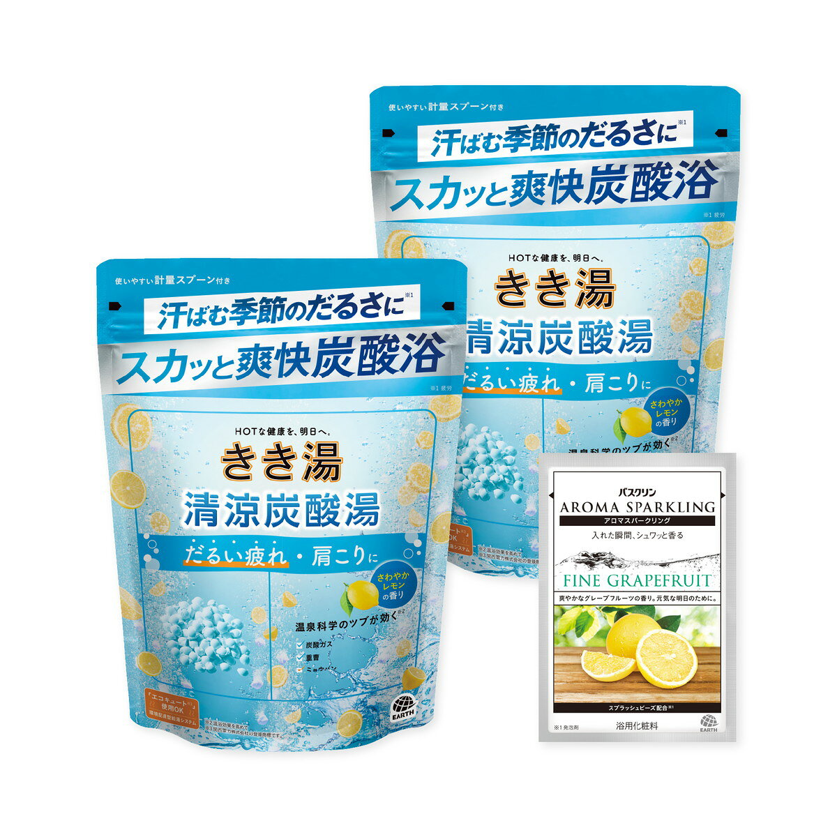 商品名：きき湯 清涼炭酸湯 さわやかレモンの香り 360g×2個 30g分包付き 薬用入浴剤 アース製薬 ●分包は選べません内容量：360g×2個 30g分包付きJANコード：4548514145610発売元、製造元、輸入元又は販売元：アー...