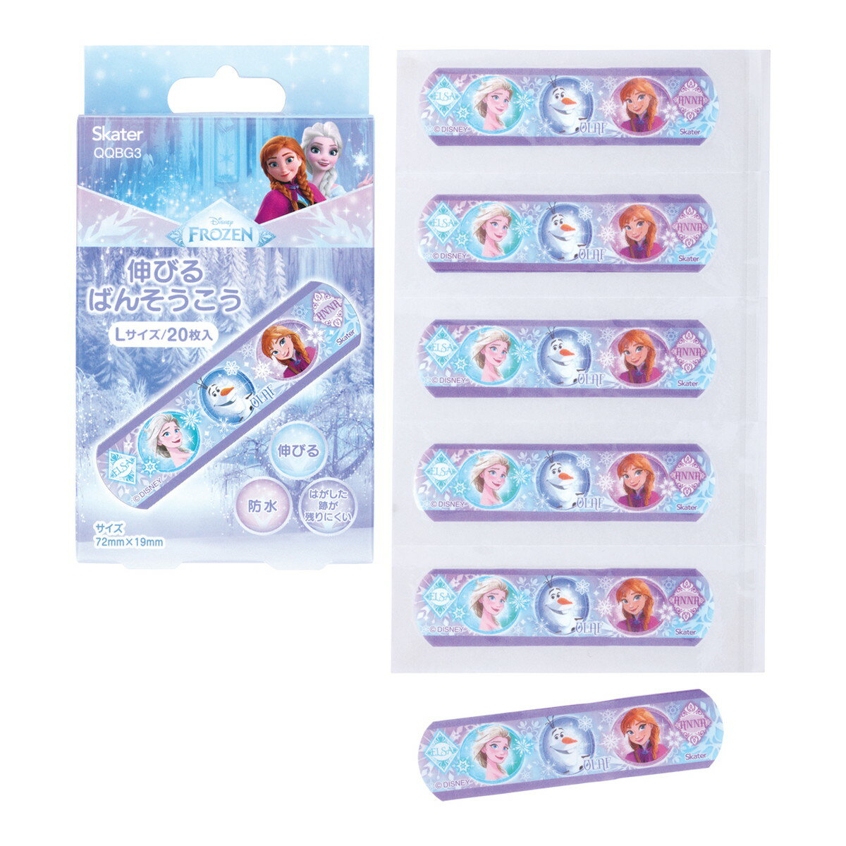 商品名：スケーター Skater 伸びるばんそうこう アナ雪 QQBG3 キャラ 子供 絆創膏 L 20枚入内容量：20枚JANコード：4973307709258発売元、製造元、輸入元又は販売元：スケーター(Skater)原産国：中国区分：...