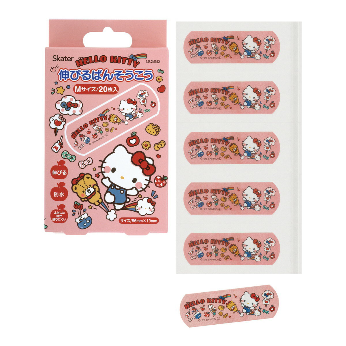 商品名：伸びる ばんそうこう Mサイズ ハローキティ QQBG2 絆創膏 20枚入 スケーター内容量：20枚JANコード：4973307709807発売元、製造元、輸入元又は販売元：スケーター原産国：中華人民共和国区分：一般医療機器商品番号...
