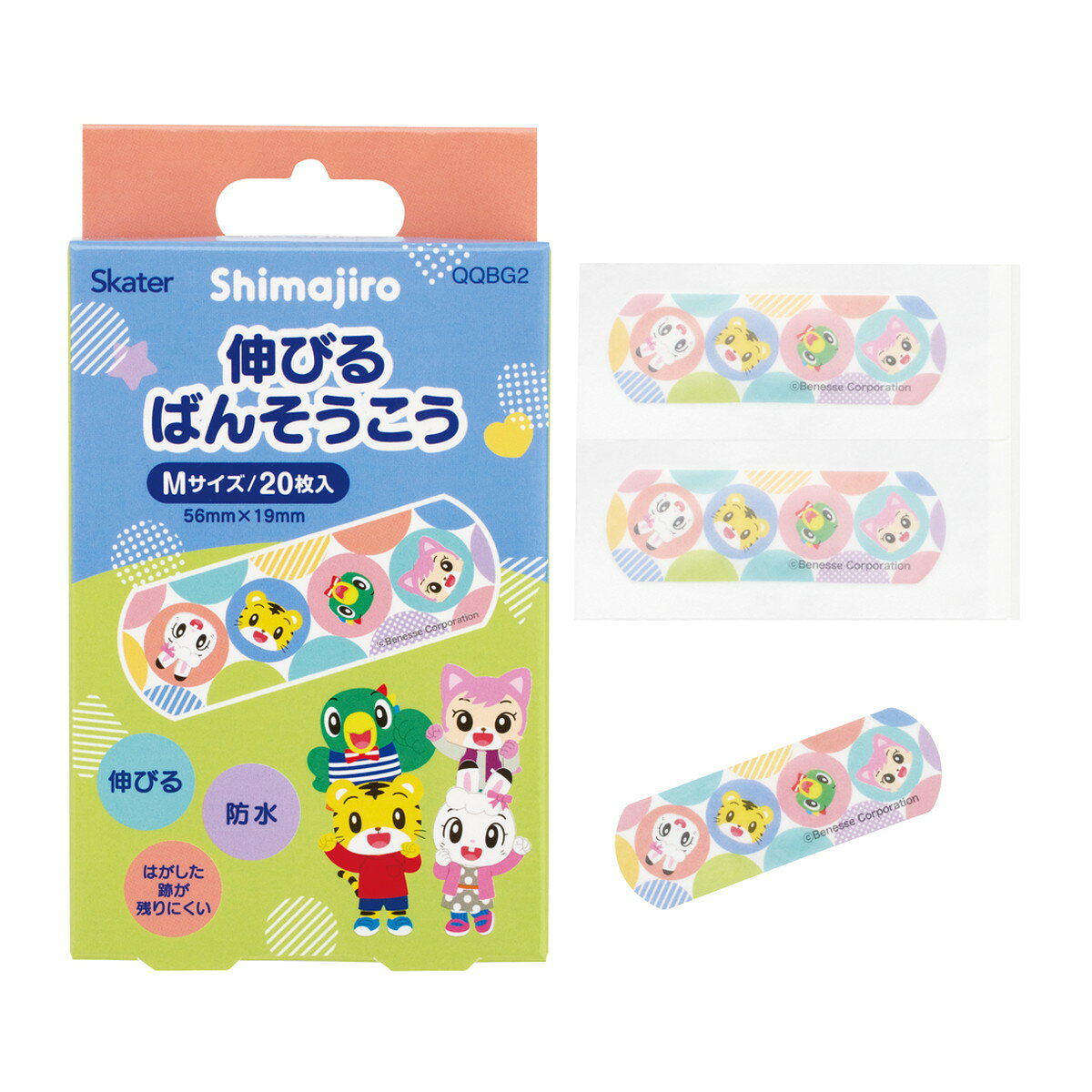 商品名：スケーター 伸びるばんそうこう キャラ 子供 絆創膏 しまじろう QQBG2 M 20枚入内容量：20枚JANコード：4973307714238発売元、製造元、輸入元又は販売元：スケーター(Skater)原産国：中国区分：一般医療機...