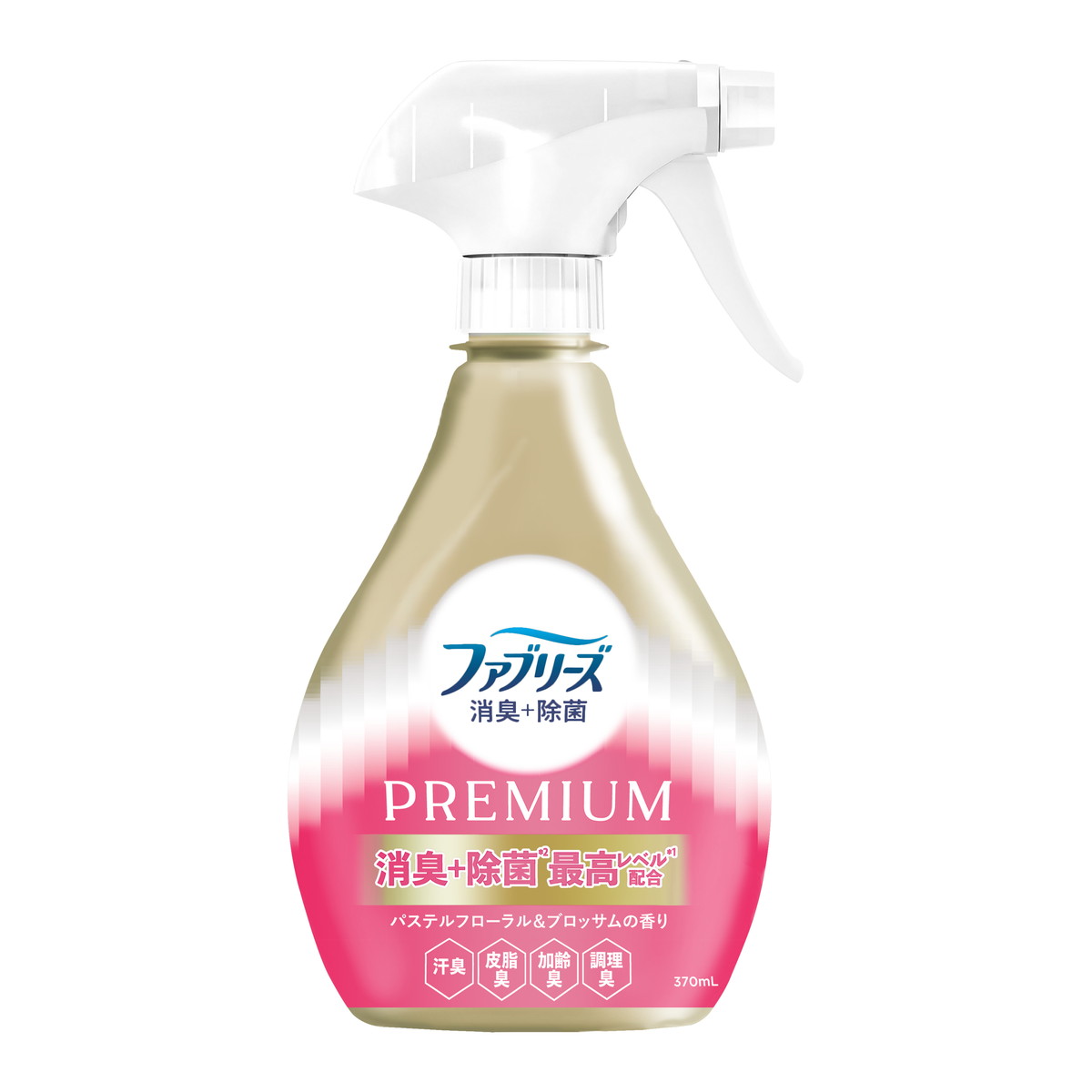 商品名：ファブリーズ 消臭 + 除菌 プレミアム パステルフローラル&ブロッサムの香り 本体 370mL P&G内容量：370mLJANコード：4987176386526発売元、製造元、輸入元又は販売元：P&G原産国：日本商品番号：101-...