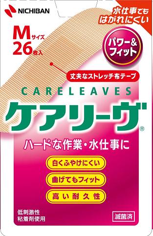 商品名：ニチバン ケアリーヴ パワー&フィット Mサイズ 26枚入り内容量：26枚ブランド：ケアリーヴ原産国：日本丈夫なストレッチ布テープで丈夫とフイット感を両立丈夫な布ストレッチテープで、丈夫さとフィット感の両立を実現しました。ケアリーヴ...
