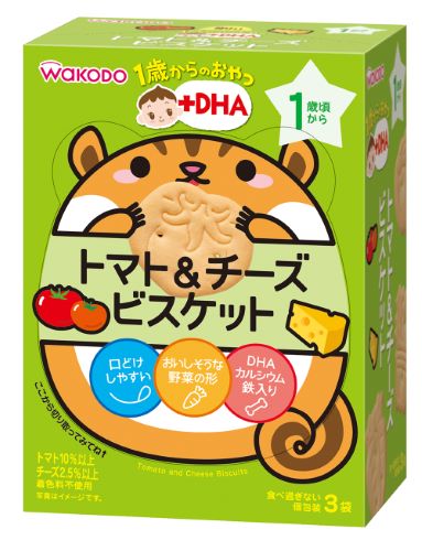 商品名：和光堂 1歳からのおやつ＋DHA　トマト＆チーズビスケット内容量：3個ブランド：1歳からのおやつ＋DHA原産国：日本トマトを加え、食べやすいチーズ味に焼き上げた、甘さ控えめのビスケットです。JANコード:4987244183675商...