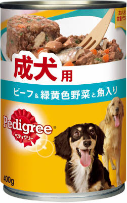 商品名：P11　ペディグリー　成犬用　ビーフ＆緑黄色野菜と魚入り　400G内容量：400gブランド：ペディグリー原産国：オーストラリア旨みたっぷりビーフに野菜と魚を加えました愛犬に必要な栄養がきちんとつまったバランスの取れた総合栄養食です。...