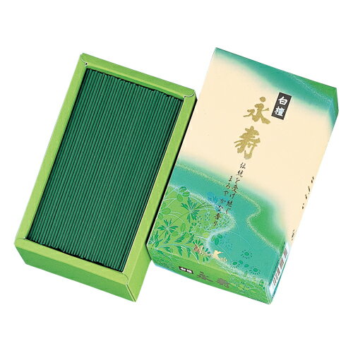 商品詳細遙か永遠の時の流れを想い　やすらぎを祈る・・・。こんな願いを込めて名付けられた「永寿」。伝統のお線香の香調、機能を併せ持つ「永寿」は、お線香本来の良さにこだわったお線香です。大いなる大地が生んだ貴重な香木白檀を豊富に用いあたたかく力...
