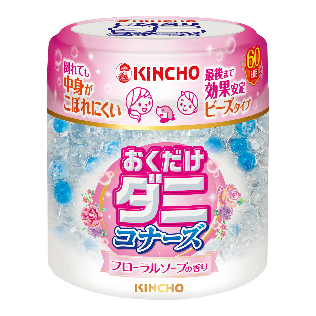 商品名：大日本除虫菊 キンチョー おくだけ ダニコナーズ ビーズタイプ 60日 フローラルソープの香り 170g内容量：170gJANコード：4987115543973発売元、製造元、輸入元又は販売元：大日本除虫菊原産国：中国商品番号：10...