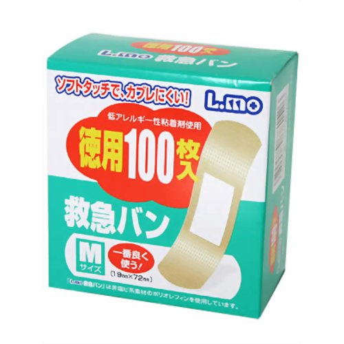 ※パッケージデザイン等は予告なく変更されることがあります。商品説明「エルモ 救急バン 徳用100枚入 Mサイズ」は、柔らかく粘着性に富んだ低刺激性絆創膏です。たくさんの通気孔がムレやカブレを防ぎます。使用方法被覆してある両側の剥離紙をはぎ、...