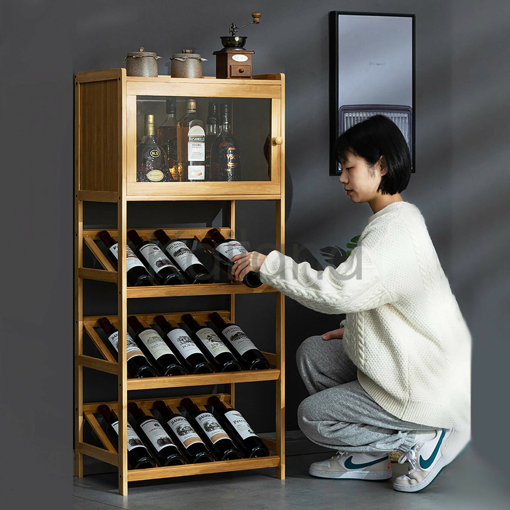 メーカー希望小売価格はメーカーカタログに基づいて掲載しています【商品名】ワインラック/ワインキャビネット ワインホルダー 4層 ワイン置き ワインスタンド ワイン収納 高い52X32X116CM ワインボトルホルダー ワインスタンド シャン...
