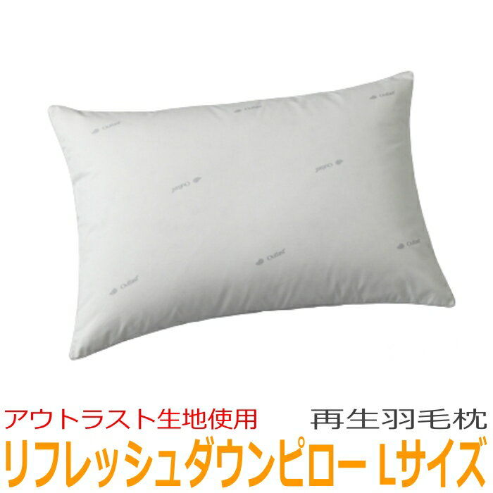再生羽毛枕 リフレッシュダウンピロー (Lサイズ) 50×70cm アウトラスト 生地 再生羽毛使用安眠 枕 安眠枕 羽毛特有の匂いを軽減！ オールシーズン快適！ 弾力性に優れ、柔らかく ふわふわ した寝心地！ NASAのために開発された最...