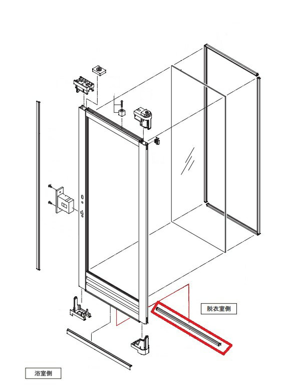 LIXIL(INAX) 下桟タイト材 ・DO-PYTB451-aa-w01（脱衣側800） ・DO-PYTB451-ab-w01（脱衣側700） 赤枠で囲った商品です。 注）商品名の（脱衣側700）（脱衣側800）は、リクシルの品番であり、...
