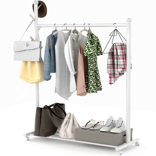 【収納目安】こちらのハンガーラックはコートや洋服などを掛けるかける、帽子やカバンなどをかけるとおける三つの機能を備えています。上に夏服約40着、冬服約20着、重たいコート類をぎっしり掛けても大丈夫です。下に1段のメッシュ棚をつけており、収納...