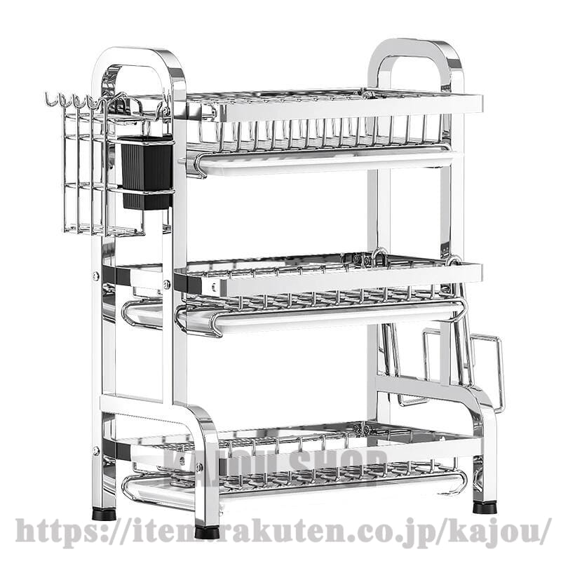 この商品について 多機能キッチン水切りラック-食器も調理器具もすべてキレイに乾かします。この食器水切りラックには、色々な物を置くことができます：ボウル/皿、野菜/果物、調理用ナイフ/まな板/カップ/スプーン＆フォーク/洗剤（ホルダー）、おた...