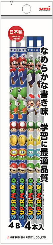 スーパーマリオブラザーズスタンダード5(SMS5)2021新学期鉛筆7055　(4B)(かきかたえんぴつ4本パック)(K7055SMS54B4P)●鉛筆の軸型:6角軸 ●サイズ:縦223.0×横48.0×厚さ8.0mm●重量:19.3g*絵...