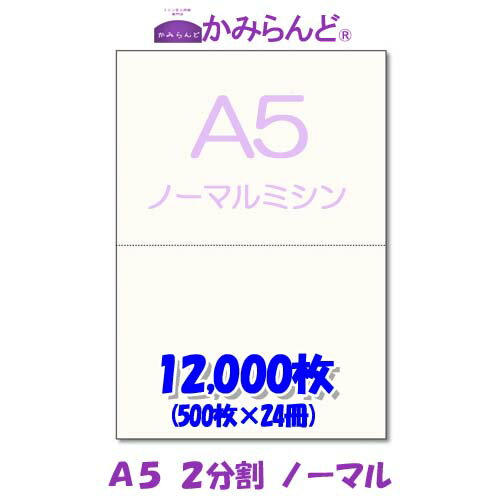 製品情報 サイズ A5（210mm×148mm) 切離し後A6×2(105mm×148mm) 紙 　上質70k 紙厚0.1mm 色 　白　白色度82% 仕様 従来タイプの切りやすいミシン目入り セット内容 　500枚パック×24個 対応プリ...