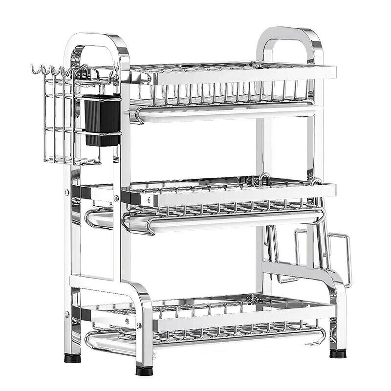 この商品について多機能キッチン水切りラック-食器も調理器具もすべてキレイに乾かします。この食器水切りラックには、色々な物を置くことができます:ボウル/皿、野菜/果物、調理用ナイフ/まな板/カップ/スプーン&フォーク/洗剤(ホルダー)、おたま...