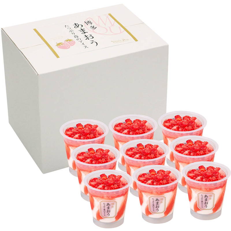 ■商品説明 いちごの王様、博多あまおうのソースが入ったアイスの上に、ごろっと果肉をのせた、旬の味と素材感をたっぷり楽しめる、まさにいちご尽くしのアイスです。 ■商品詳細 製造生産地：兵庫県（加工地） 内容：苺のアイス74ml×9 賞味期間：...